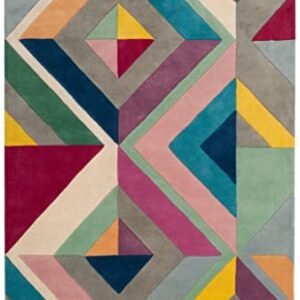 SAFAVIEH Fifth Avenue Collection 3' x 5' Grey/Multi FTV112A Handmade Mid-Century Modern Abstract Wool Area Rug