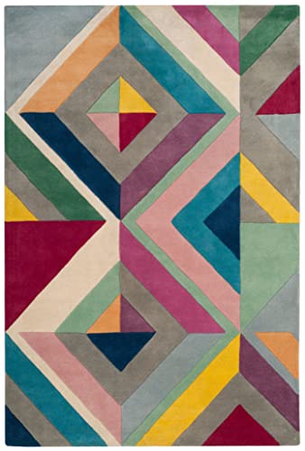 SAFAVIEH Fifth Avenue Collection 3' x 5' Grey/Multi FTV112A Handmade Mid-Century Modern Abstract Wool Area Rug