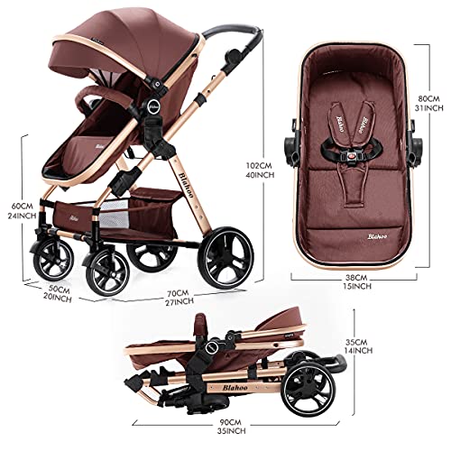 Blahoo Baby Stroller for Toddler .Foldable Aluminum Alloy Pushchair with Adjustable Backrest.Bassinet Stroller Adjustable Direction