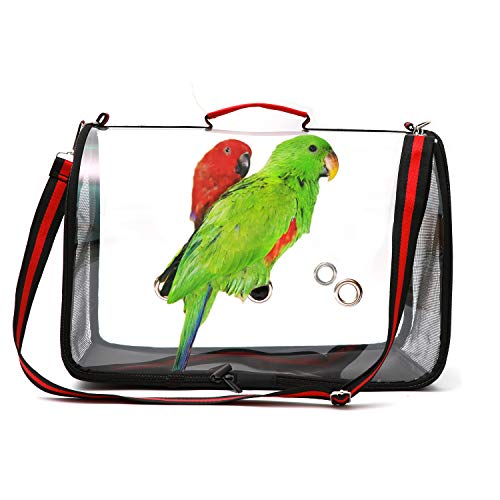 OFLAO Bird Carrier Bag, Portable Travel Bird Cage, Lightweight Breathable Parrot Perch Transparent Cage