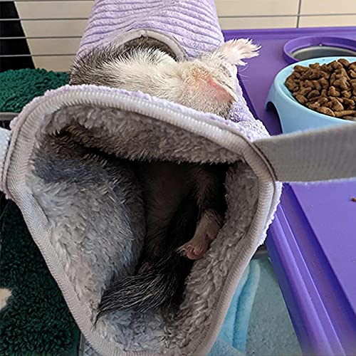 QIPINPU Ferret Hammock for Small Animals, Hanging Tunnel Tube Rat Toy (Purple)