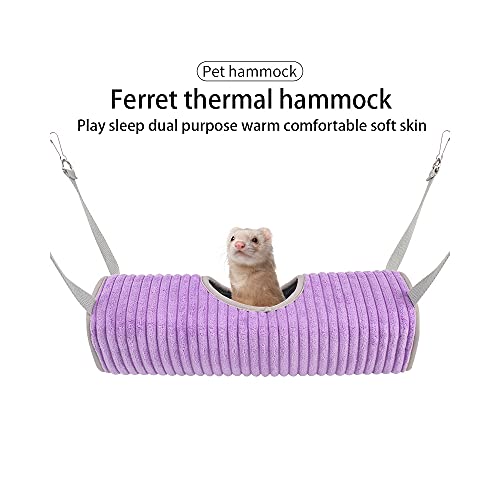 QIPINPU Ferret Hammock for Small Animals, Hanging Tunnel Tube Rat Toy (Purple)