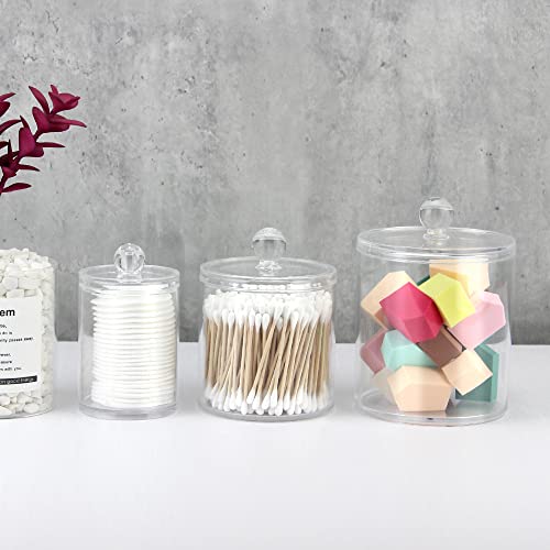 Lunhoo 3 Pack Cotton Swab Ball Pad Holder, Clear Makeup Organizer, Bathroom Containers Dispenser