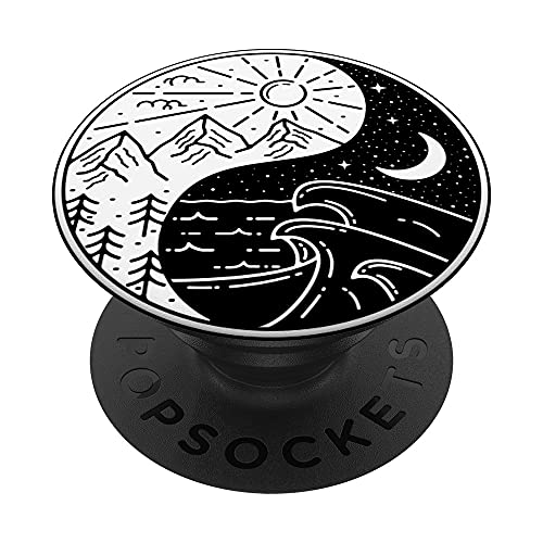 Ying Yang Nature Black Night Sun Moon White Balance Art PopSockets Swappable PopGrip