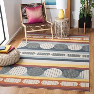 safavieh orwell collection 5'3" x 7'7" blue/yellow orw367m mid-century modern deco non-shedding living room bedroom area rug