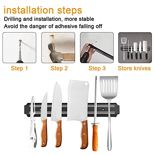 Magnetic Knife Holder,15in Magnetic Knife Strip for Wall, Powerful Magnetic Knife Rack, Securely Hang Knives on Multipurpose Tool Holder