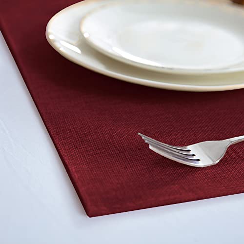 Rinpon Cloth Placemats Set of 8, Linen Type Fabric Placemats Machine Washable Placemats Heat Resistant Placemats Wrinkle Free Thick Polyester Kitchen Place Mats for Dining Table (Burgundy)