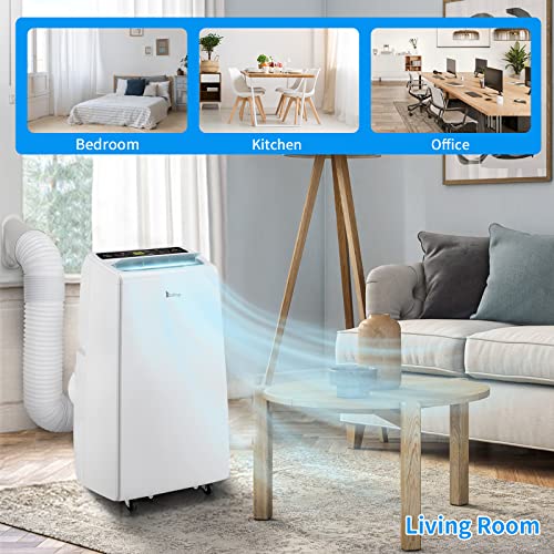 ROVSUN 12,000 BTU 3-in-1 Portable Air Conditioner, Dehumidifier, Fan, for Rooms up to 450 Sq Ft. Floor AC with Remote Control & Rolling Wheels & Window Installation Kit