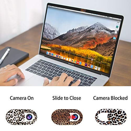 MEGREZ Webcam Cover Camera Cover Slide, Ultra Thin Laptop Privacy Protection Camera Cover Slide 3 Pack,Compatible with MacBook Pro/Air Laptop, Computer, Smartphone, Tablets, Leopard Series