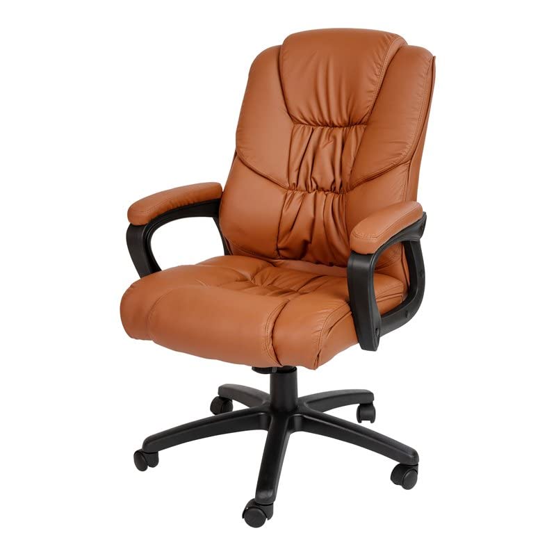 Flash Furniture Flash Fundamentals Big & Tall 400 lb. Rated Brown LeatherSoft Swivel Office Chair with Padded Arms, BIFMA Certified