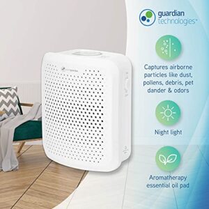 germguardian AP201W Pluggable Air Purifier with Nightlight, Odor-Eliminating Aromatherapy Essential Oil Pad Included, 7-in Pluggable Air Purifier, White