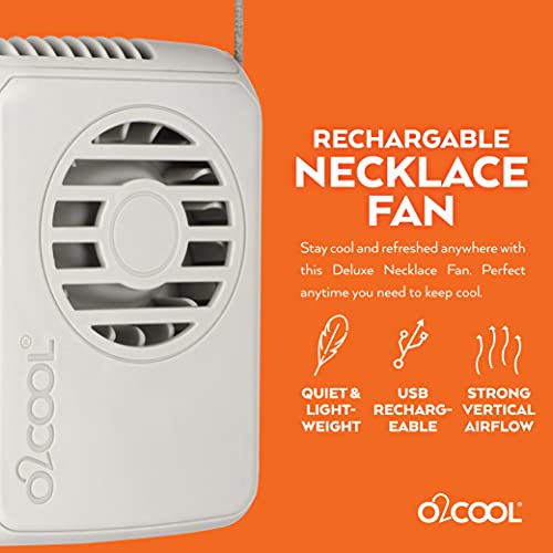 O2COOL 2" Rechargeable USB 3 Speed Personal Necklace Fan, Grey