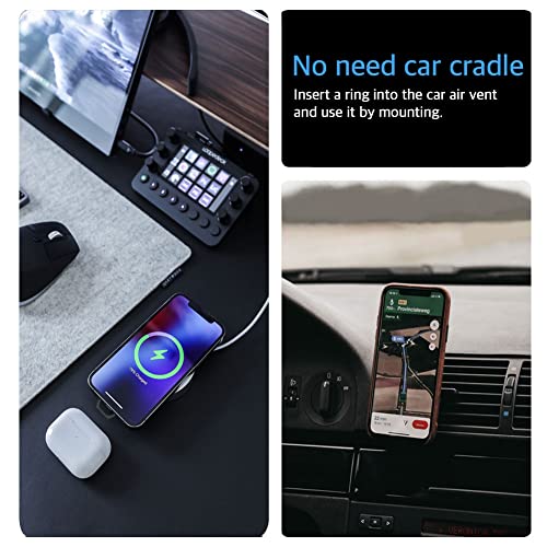 [Limited Quantity] Phone Ring Holder Stand, Wireless Charging Compatible, US Patented Slim Slide Finger Ring Kickstand. Slide, Flip and Rotate 360° with Sturdy Snap. Stand Horizontally and Vertically