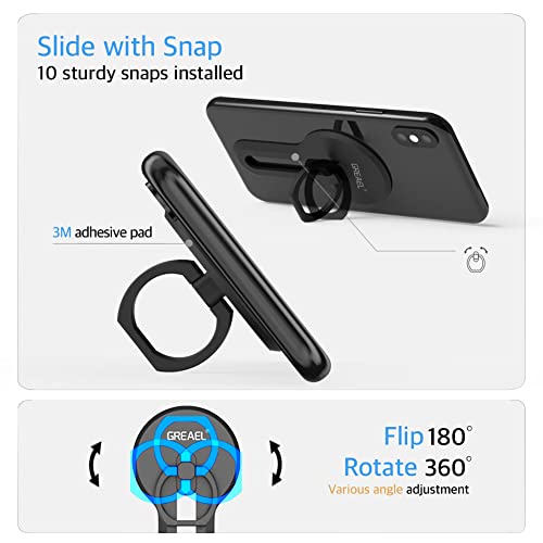 [Limited Quantity] Phone Ring Holder Stand, Wireless Charging Compatible, US Patented Slim Slide Finger Ring Kickstand. Slide, Flip and Rotate 360° with Sturdy Snap. Stand Horizontally and Vertically