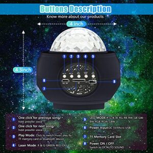 Nezylaf Star Night Light Projector, 3 in 1 Galaxy Starry Night Projector，Galaxy/Stars/Nebula Ocean Wave Projector with Remote Control&Bluetooth Music Speaker, Best Gift for Kids/Adults