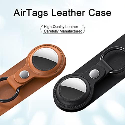 Jasuma Black AirTag Case Leather Finder(2021) Anti-Scratch Portable AirTag Case Cover with Keychain Ring