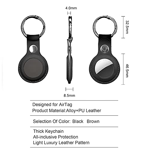 Jasuma Black AirTag Case Leather Finder(2021) Anti-Scratch Portable AirTag Case Cover with Keychain Ring