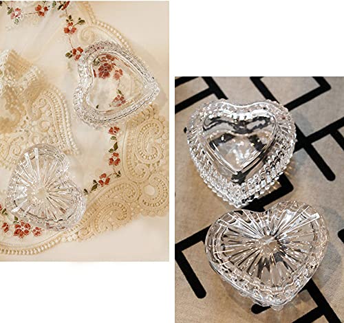 RockTrend Heart-Shaped Glass Storage Box Embossed Jewelry Box with Lid