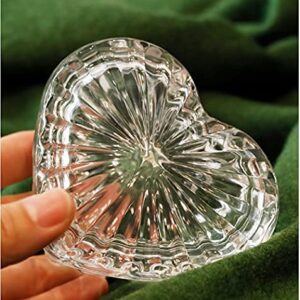 RockTrend Heart-Shaped Glass Storage Box Embossed Jewelry Box with Lid