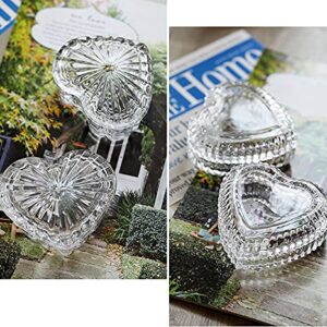 RockTrend Heart-Shaped Glass Storage Box Embossed Jewelry Box with Lid