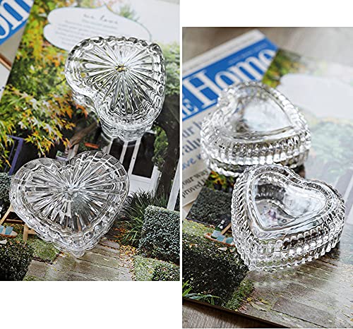 RockTrend Heart-Shaped Glass Storage Box Embossed Jewelry Box with Lid