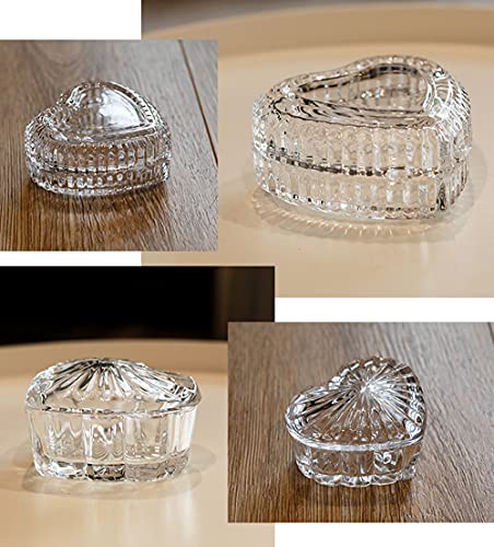 RockTrend Heart-Shaped Glass Storage Box Embossed Jewelry Box with Lid