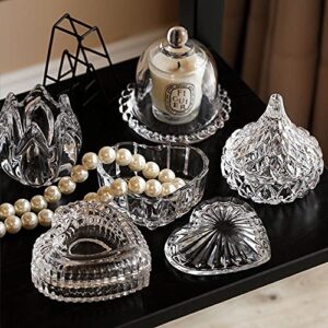 RockTrend Heart-Shaped Glass Storage Box Embossed Jewelry Box with Lid