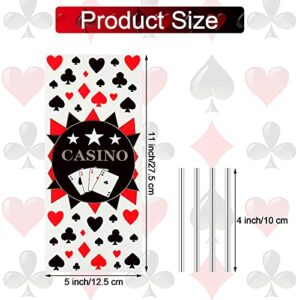 100 Pieces Casino Themed Cellophane Bags Poker Party Treat Bags Las Vegas Party Plastic Candy Bags with 150 Pieces Silver Twist Ties for Chocolate Candy Snacks Cookies Casino Themed Party Supplies