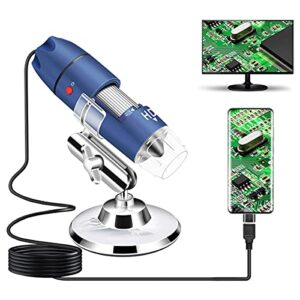 jiusion 2k hd 2560x1440p usb digital microscope for android cellphone and tablet windows mac linux, 40x to 1000x magnification endoscope handheld mini magnifier camera for coin facial skin scalp