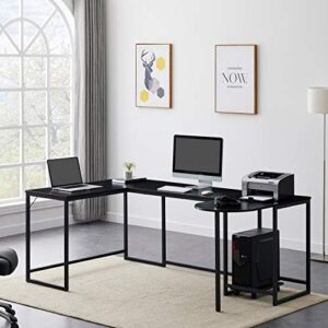 merax u-shaped computer, industrial corner writing cpu stand, gaming table workstation home office desk, 78.7" l x 47" w x 30.1" h, black