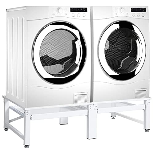 NusGear Washing and Drying Machine Pedestal with Pull-Out Shelves White , Material: Steel -196