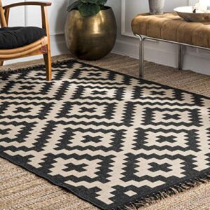 nuloom cttr09a-406 annalise modern aztec indoor/outdoor area rug, 4' x 6', black restaurant