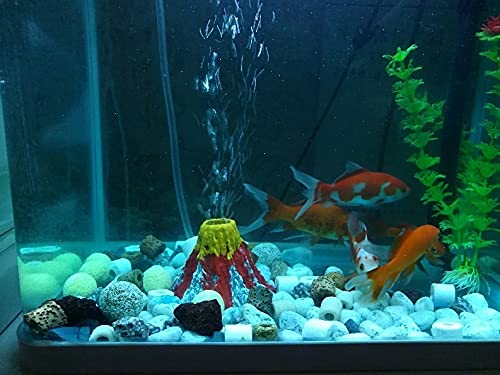 Koutao4q Aquarium Volcano Decor, Fish Tank Volcano Bubble Maker with Air Bubble Stone,Aquarium Underwater Landscape, Add More Oxygen for Aquarium Fish Tank Betta Shrimp Tank (Small)