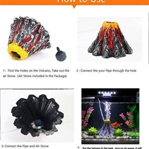 Koutao4q Aquarium Volcano Decor, Fish Tank Volcano Bubble Maker with Air Bubble Stone,Aquarium Underwater Landscape, Add More Oxygen for Aquarium Fish Tank Betta Shrimp Tank (Small)