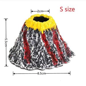 Koutao4q Aquarium Volcano Decor, Fish Tank Volcano Bubble Maker with Air Bubble Stone,Aquarium Underwater Landscape, Add More Oxygen for Aquarium Fish Tank Betta Shrimp Tank (Small)