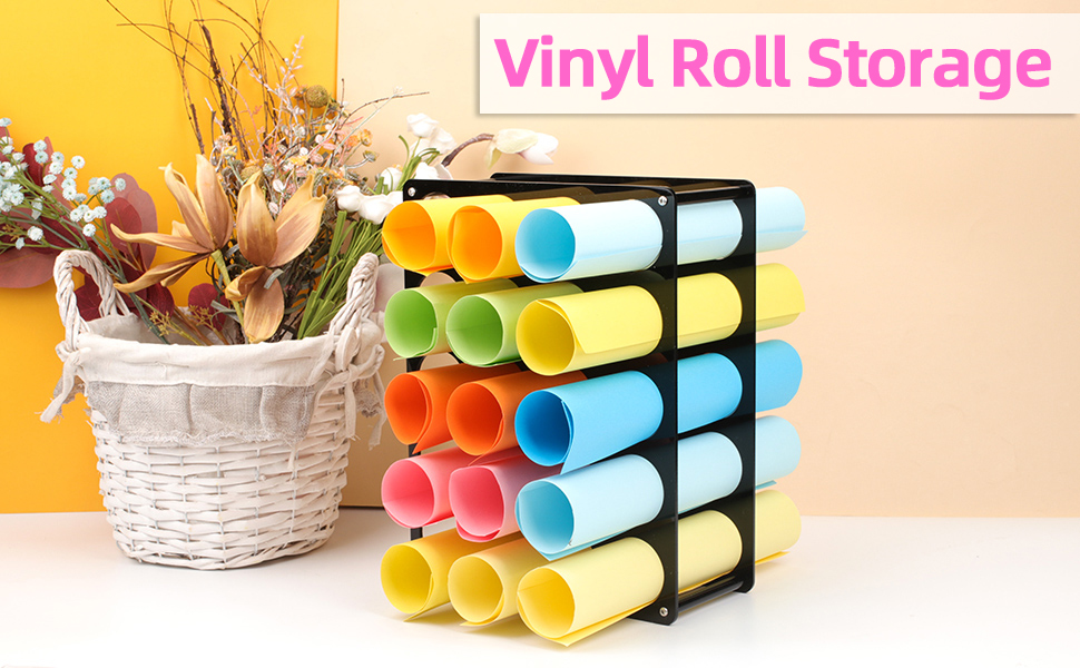 AOFLLU Vinyl Roll Holder, 20-Holes Storage Organizer Acrylic Display Rack, Lightweight Sturdy Roll Keeper Holders for Art Craft Paper Room Decor, 2" Rolls, Black