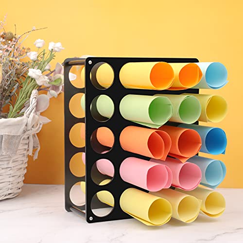 AOFLLU Vinyl Roll Holder, 20-Holes Storage Organizer Acrylic Display Rack, Lightweight Sturdy Roll Keeper Holders for Art Craft Paper Room Decor, 2" Rolls, Black