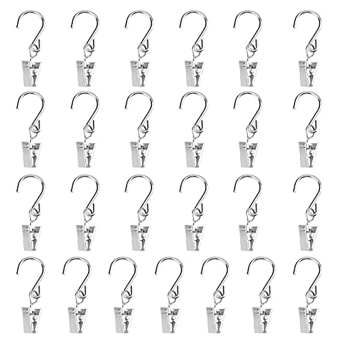 50 PCS S Hooks Curtain Clips Stainless Steel S Hooks Clip Lamp Hook Silver Metal Hanging Clips Hooks for Home Decoration, Outdoor Party Hanging Wire Holder Art Craft Display