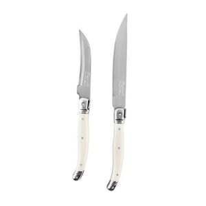 laguiole 2-piece citrus knife set – stainless steel fruit peeler knife & garnish knife – dishwasher safe fruit knife set – luxurious kitchen knife set for wedding, parties & more (faux ivory)