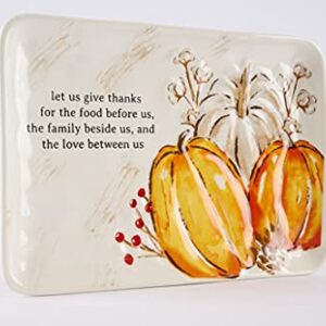 Mud Pie Pumpkin Small Harvest Platter, Let Us, 7" x 10.5", 7" x 10 1/2"