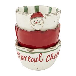 mud pie, santa, 2" x 3" dia christmas farmhouse mini dip cup set