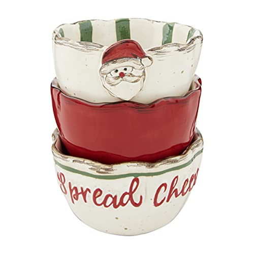 Mud Pie, Santa, 2" x 3" dia Christmas Farmhouse Mini Dip Cup Set