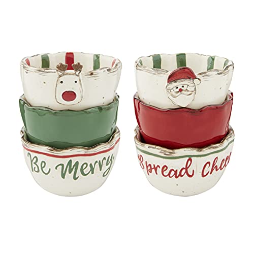 Mud Pie, Santa, 2" x 3" dia Christmas Farmhouse Mini Dip Cup Set