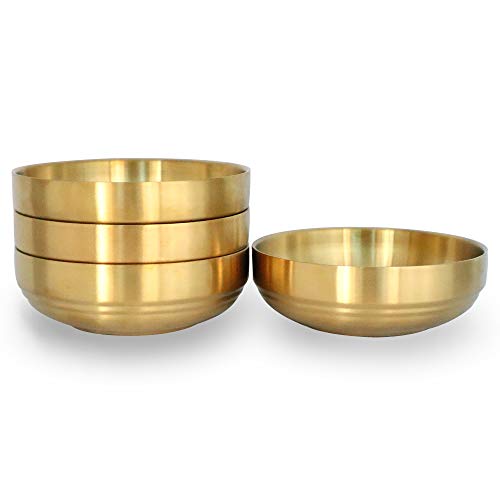 4 PCS Large Double Deck Stainless Steel Sauce Dish, Round Condiment Tray, Sauce Plate, Sushi Dipping Bowls, (4 PCS)