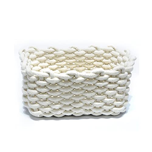 UXZDX Hand-Woven Thick Cotton Storage Box Toy Snack Key Sundries Storage Tray Basket Desktop Storage Box (Color : White)