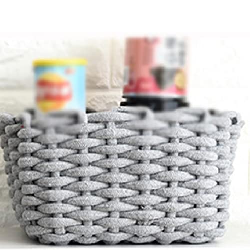 UXZDX Hand-Woven Thick Cotton Storage Box Toy Snack Key Sundries Storage Tray Basket Desktop Storage Box (Color : White)