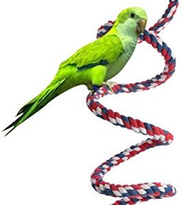 QYS Bird Spiral Rope Perch, Cotton Parrot Swing Climbing Standing Toys with Bell