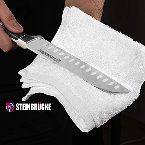 STEINBRÜCKE Santoku Knife Kitchen Knife 7 Inch Razor Sharp Chef Knife From German Stainless Steel, Cooking Knife with Full Tang and Ergonomic Handle for Meat, Vegetables and Fruits