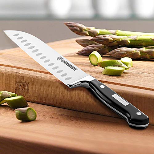 STEINBRÜCKE Santoku Knife Kitchen Knife 7 Inch Razor Sharp Chef Knife From German Stainless Steel, Cooking Knife with Full Tang and Ergonomic Handle for Meat, Vegetables and Fruits