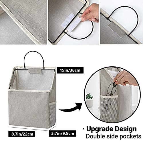 DRON TOOON Fabric Wall Hanging Storage Caddy Bag Over The Door Pouch Organizer for Bedroom Bathroom Kitchen (3Pack-A)